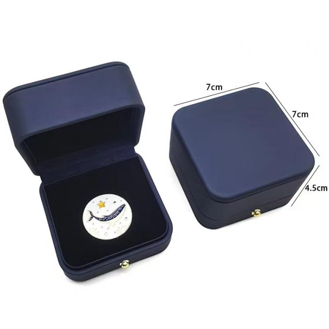 Navy Burgundy Commemorative Coin Boxes Round Corner Medal Keeping Box